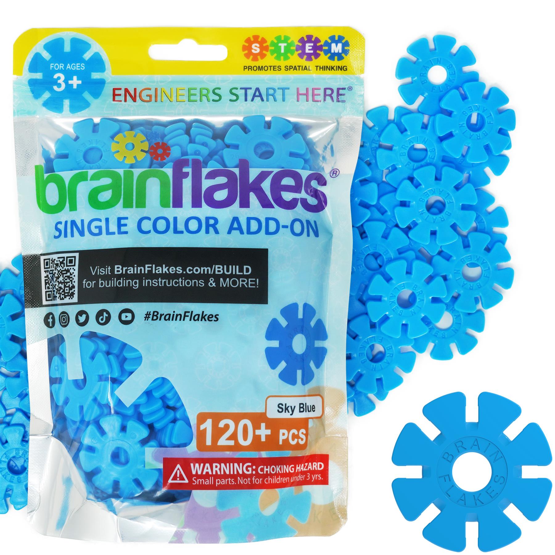 Brain Flakes Single Color Add-on - 120 Pieces - Resealable Pouch - Sky