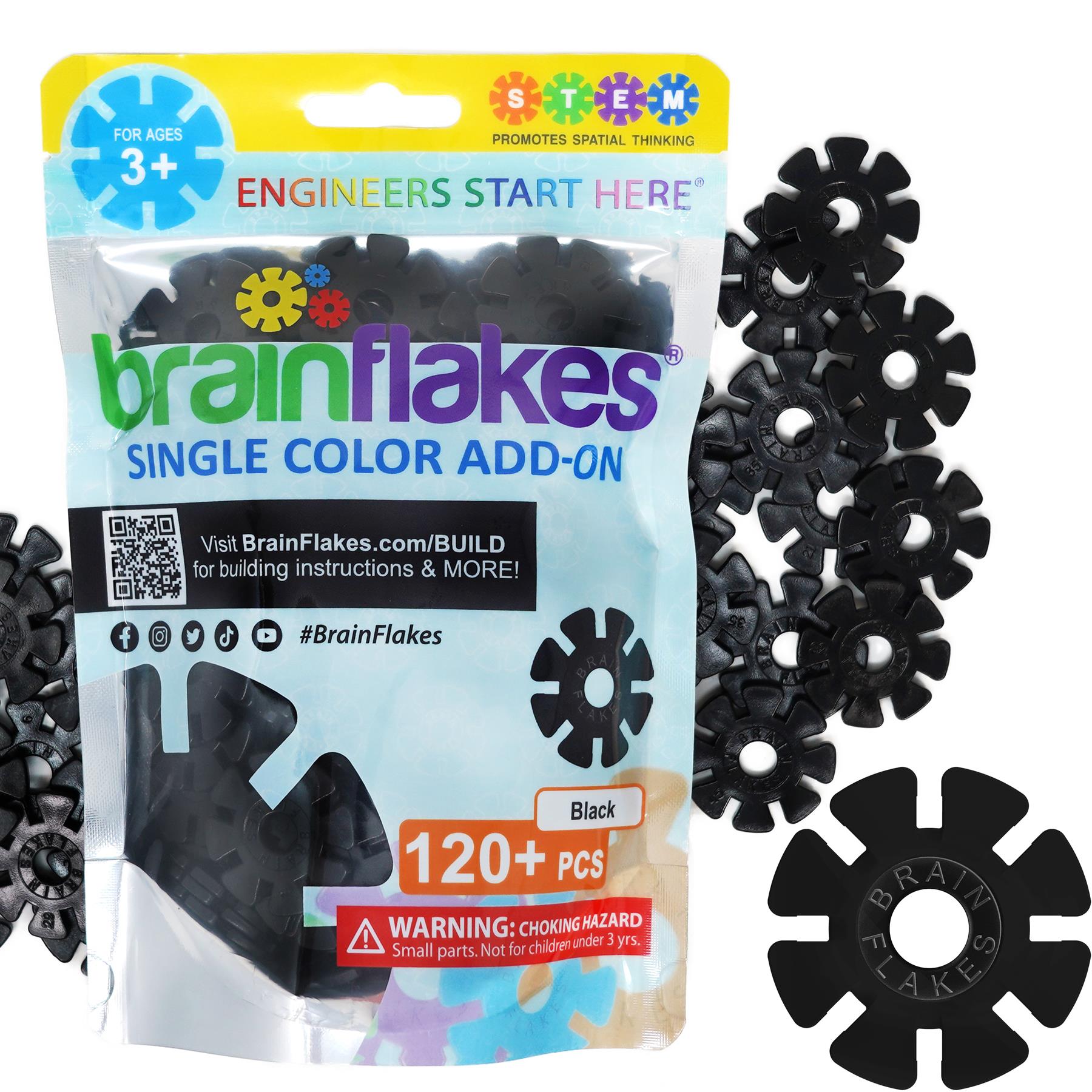 Single Color Add-on - 120 Pieces - Resealable Pouch - Black – Brain Flakes