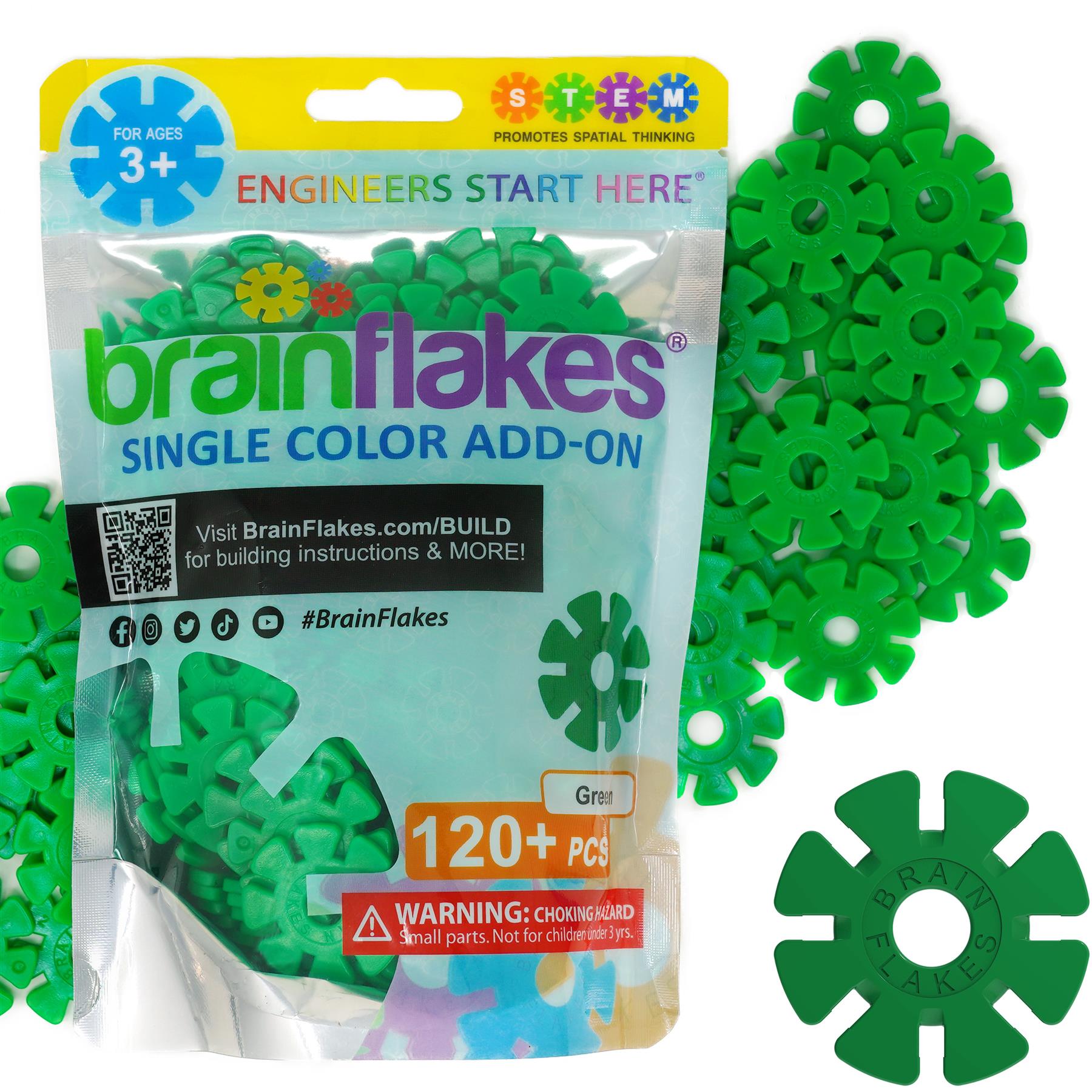 Single Color Add-on - 120 Pieces - Resealable Pouch - Green – Brain Flakes