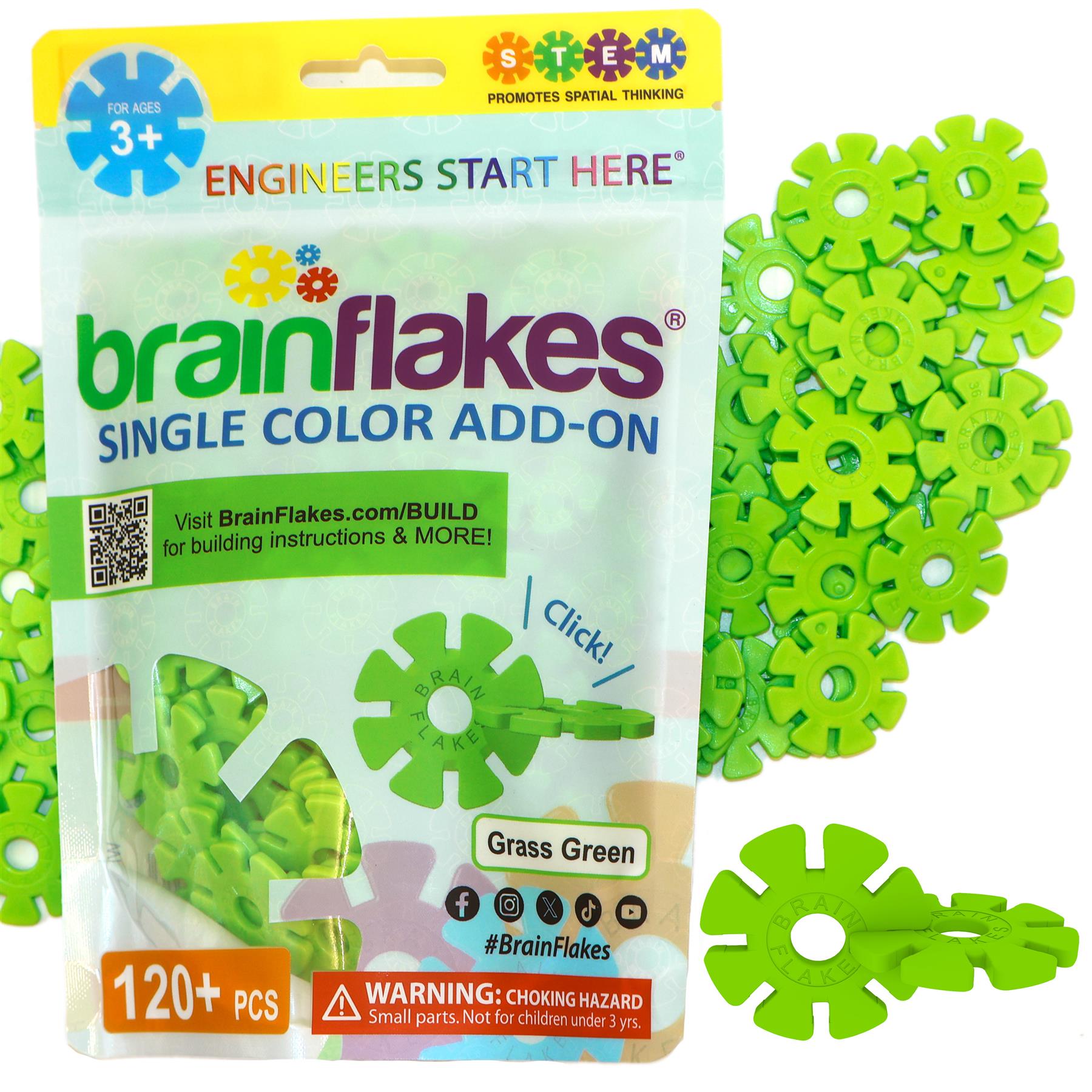 Brain Flakes Single Color Add-on - 120 Pieces - Grass Green